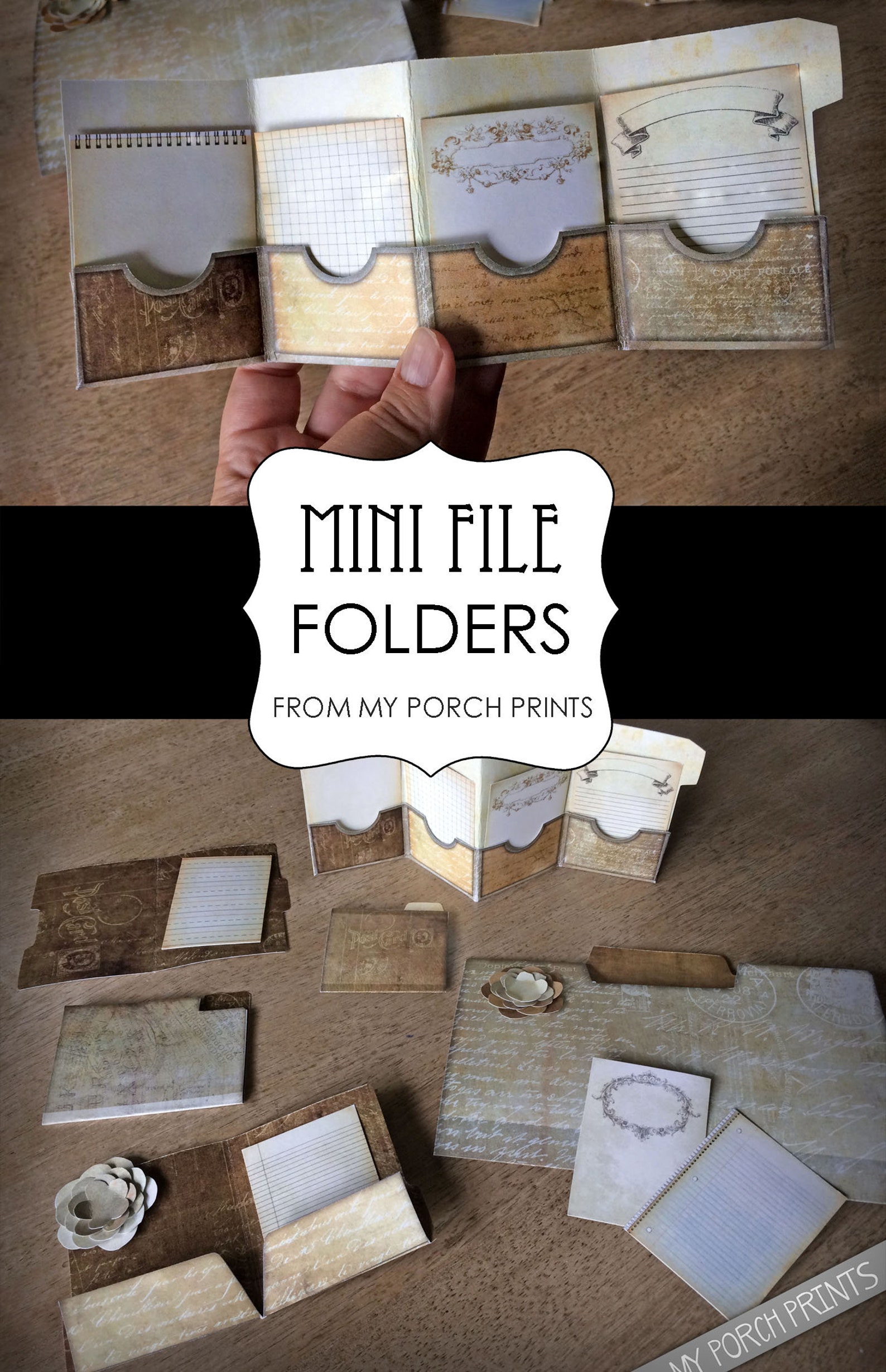 Mini File Folders, Scrapbook Kit, Junk Journal Kit, Notecards, Scrap ...