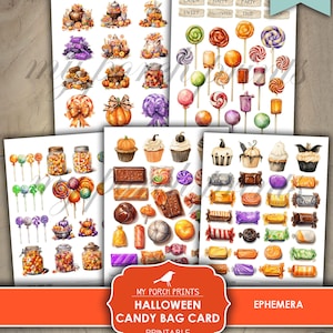Halloween Candy Bag Card, Template, Kit, Junk Journal, Craft, Halloween ...