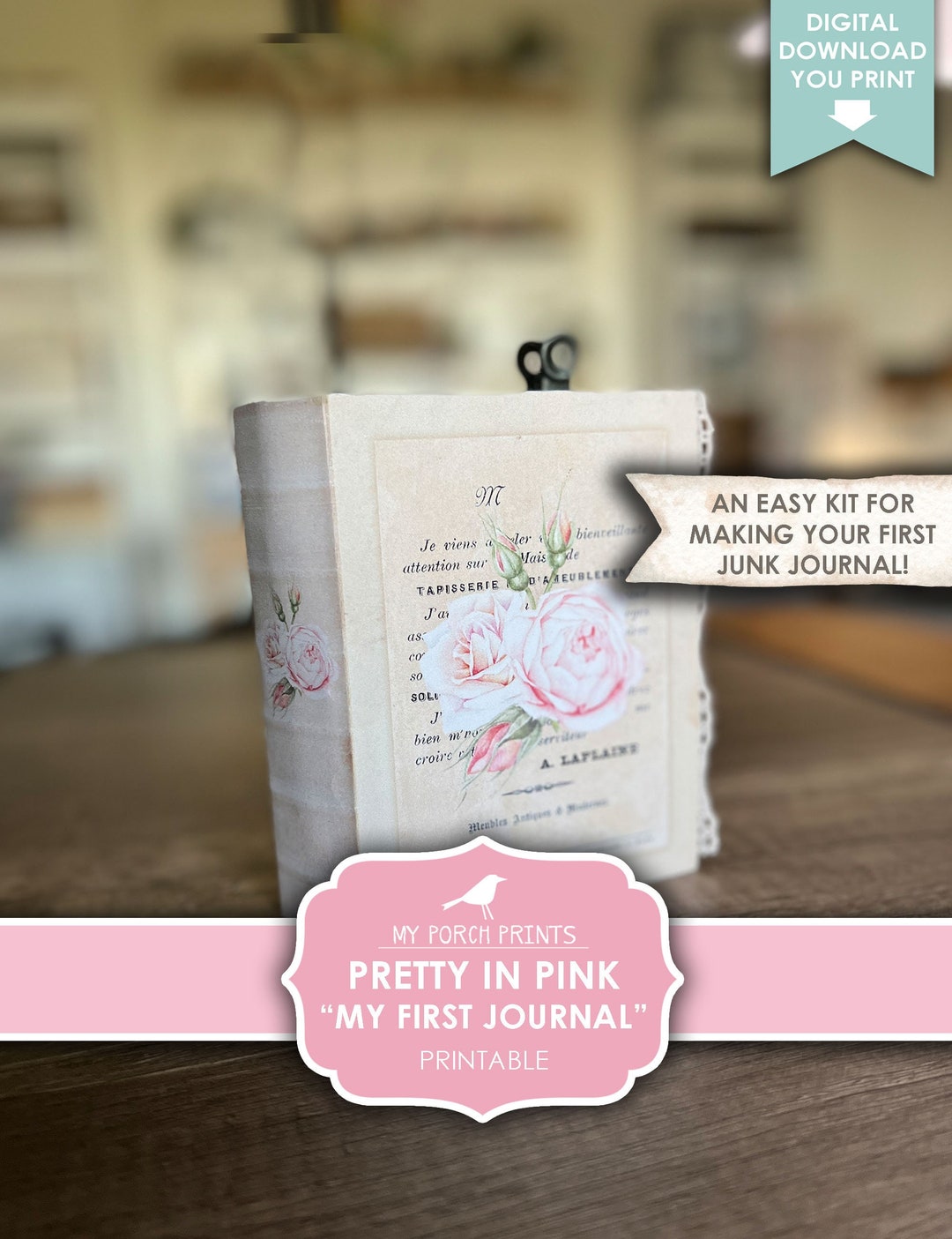 Junk Journal, Pretty in Pink, My First, Beginner's, Kit, Shabby, Girl ...