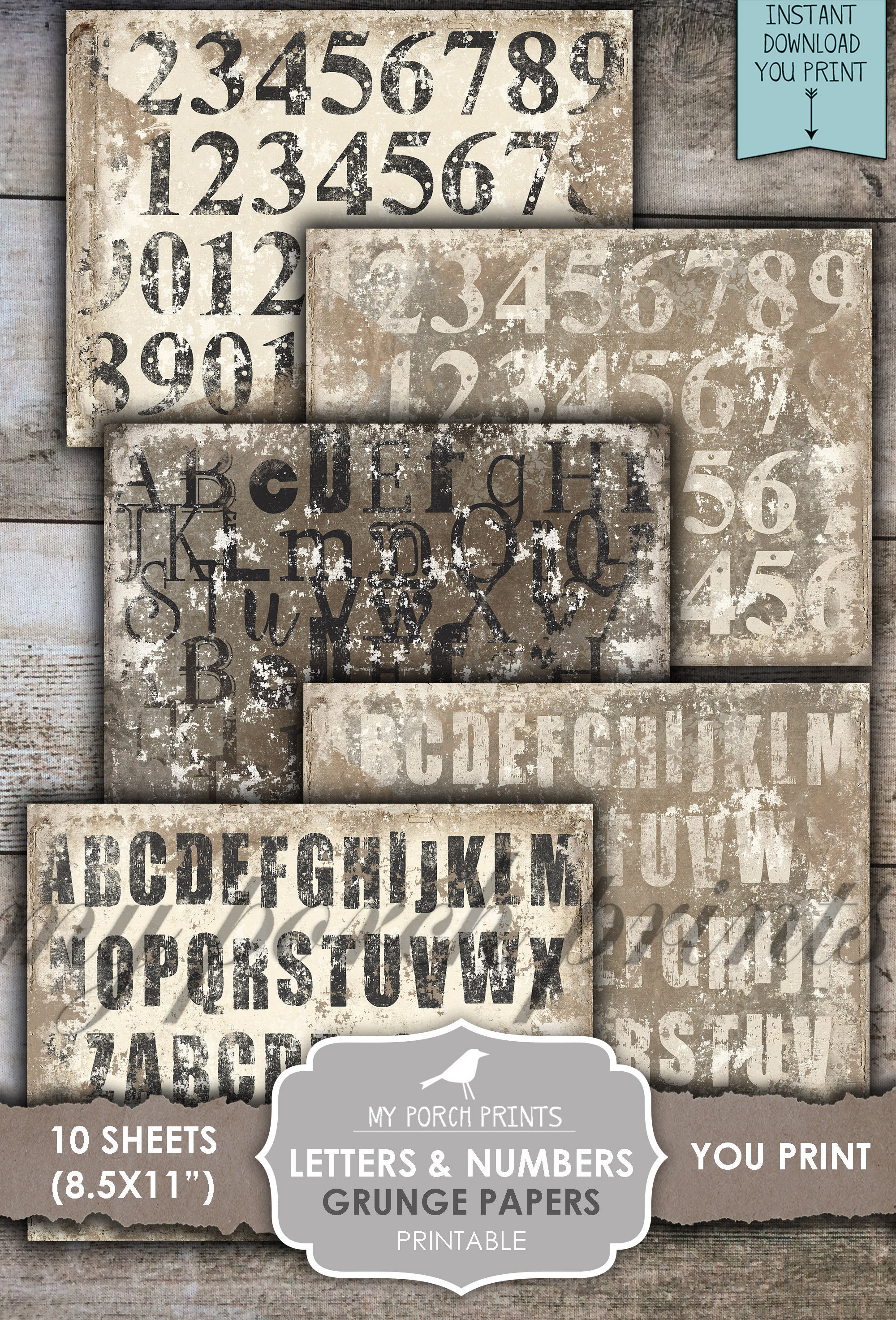 Junk Journal Paper Letters Numbers Industrial Grunge - Etsy