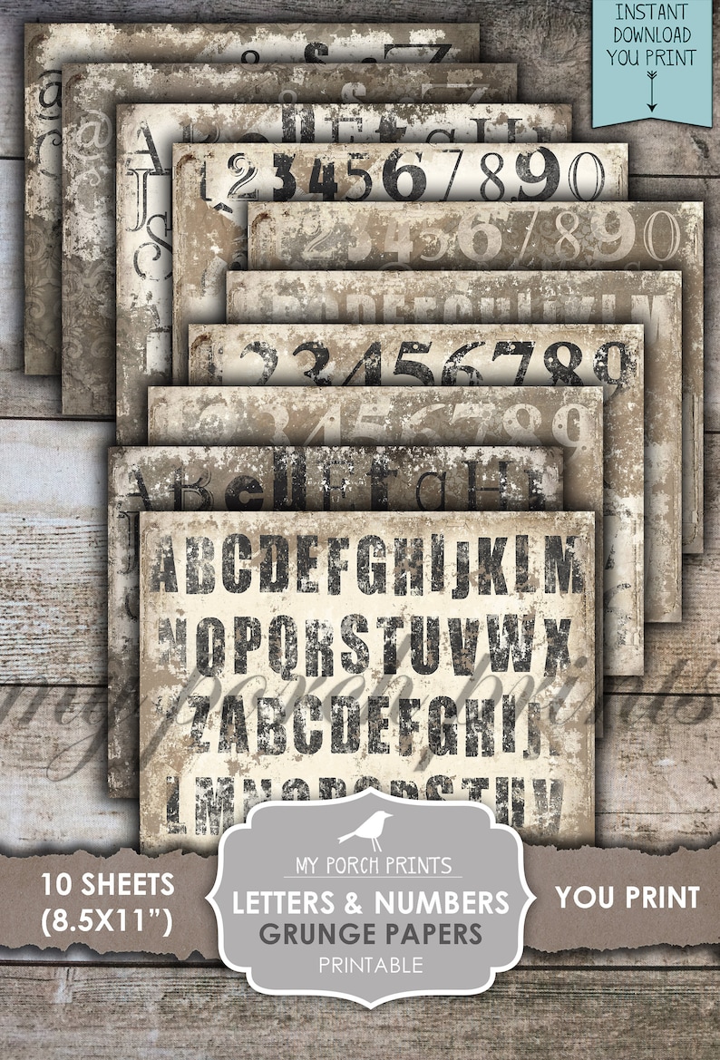 Junk Journal Paper Letters Numbers Industrial Grunge - Etsy
