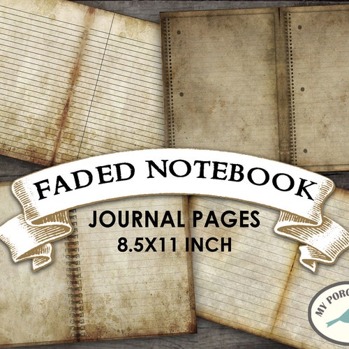 Faded Notebook Junk Journal Pages Paper 8.5x11 Inch Book - Etsy