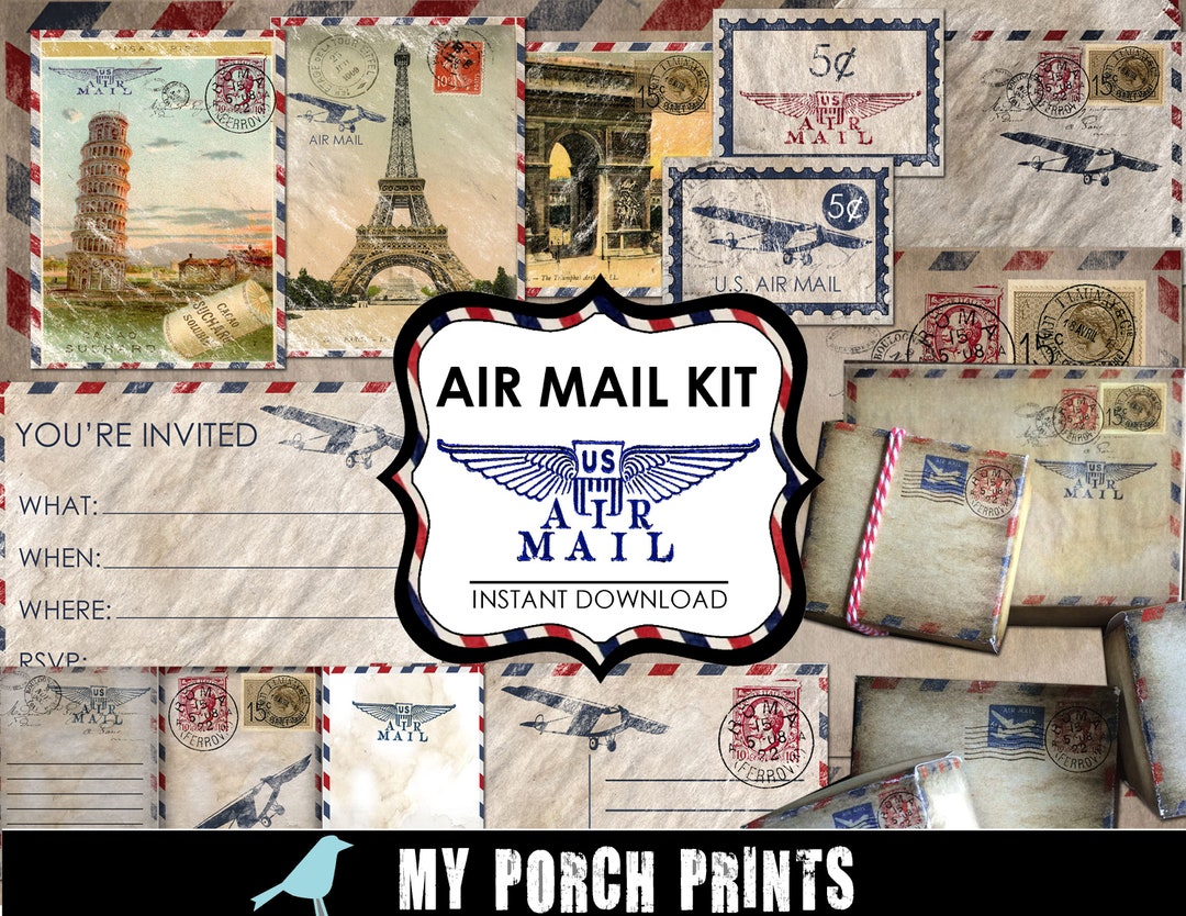 Air Mail, Kit, Postcard, Junk Journal, Envelope, Letter, Invitation ...