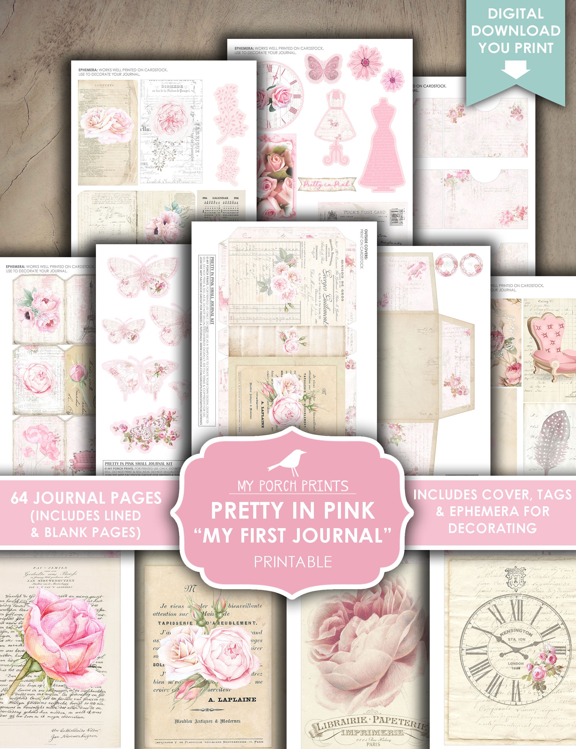 Junk Journal Pretty in Pink My First Beginner's Kit - Etsy