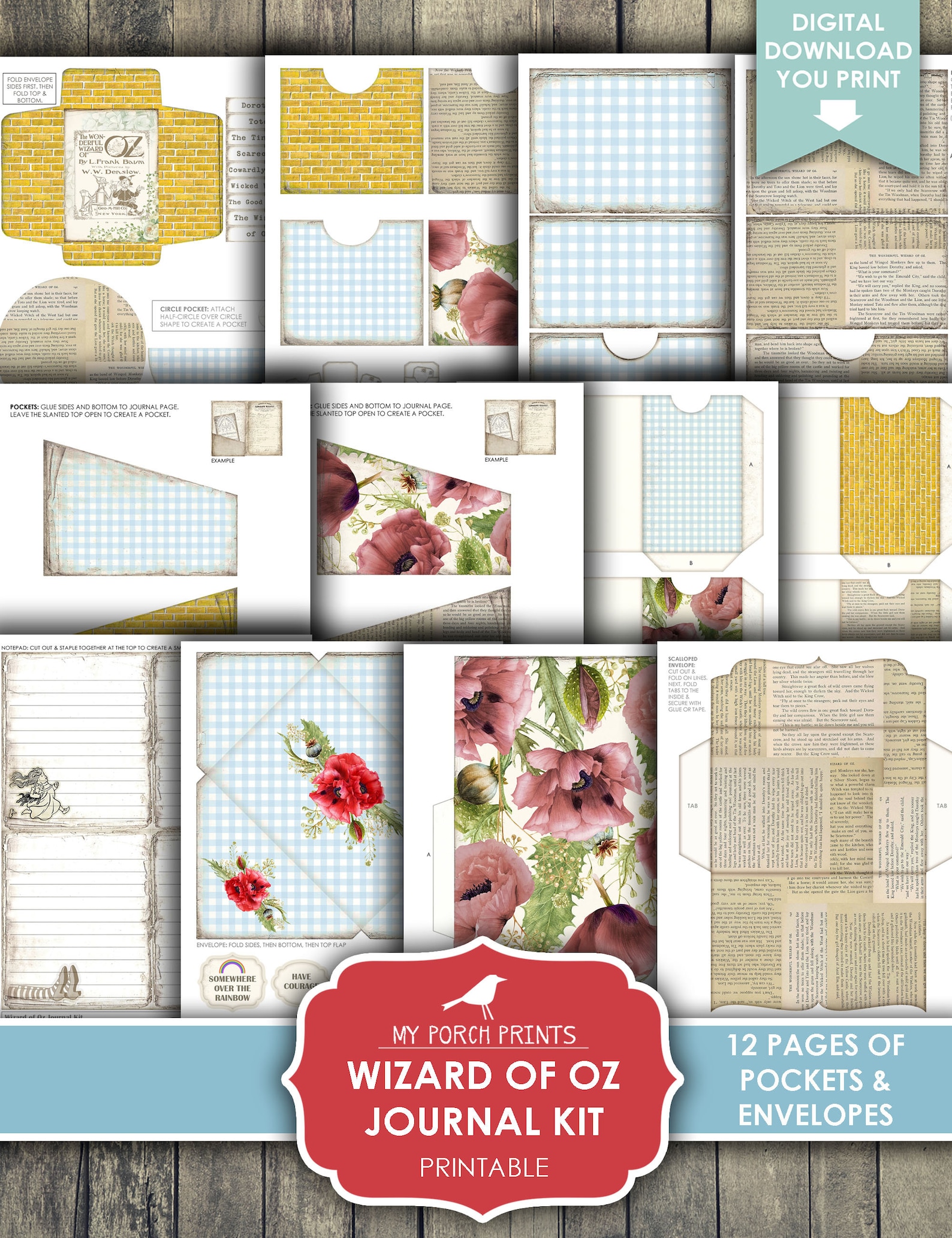 Junk Journal Kit Wizard of Oz Wicked Witch Dorothy Yellow - Etsy