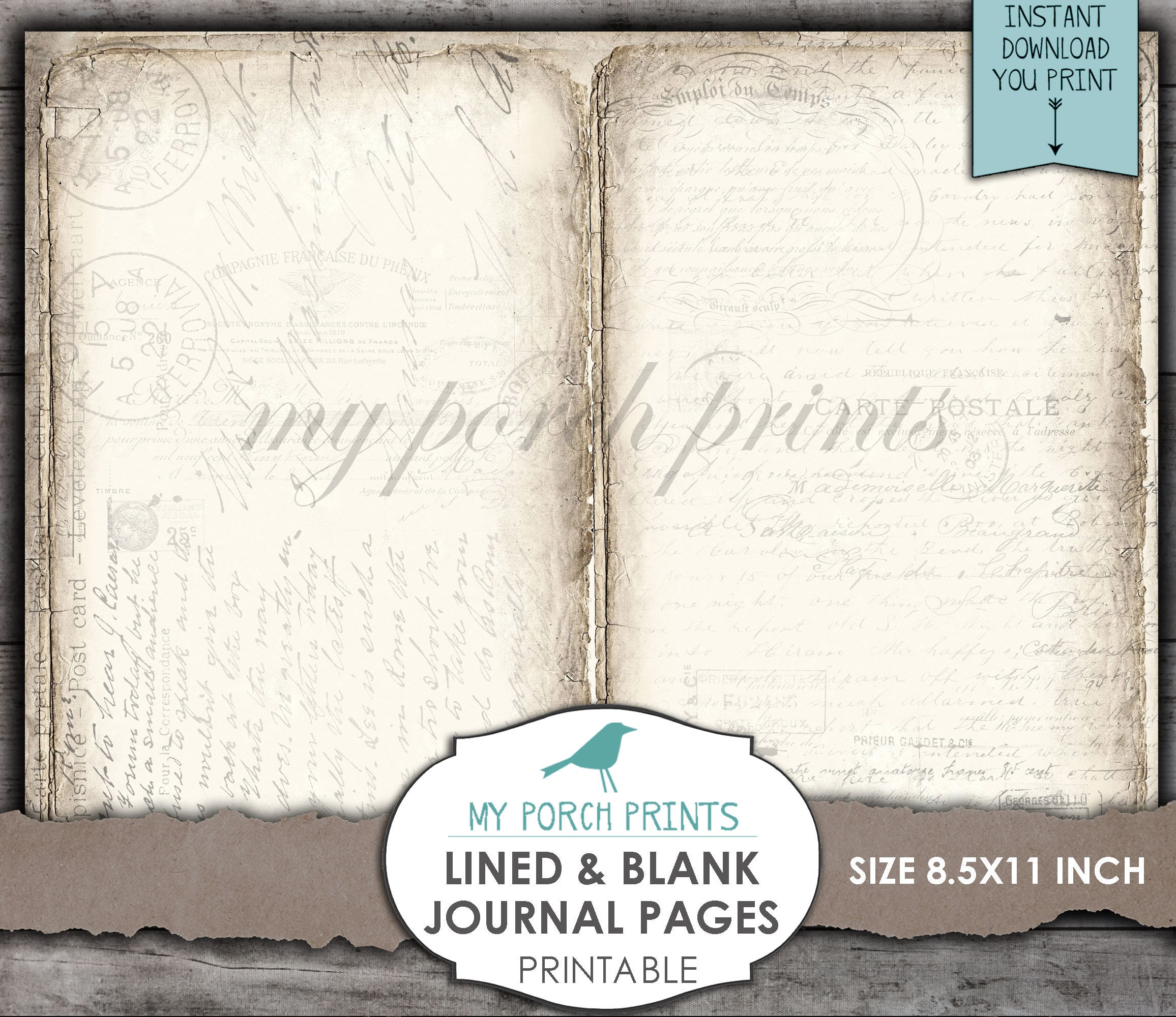 Lined & Blank Journal Pages Junk Journal Kit Neutral - Etsy
