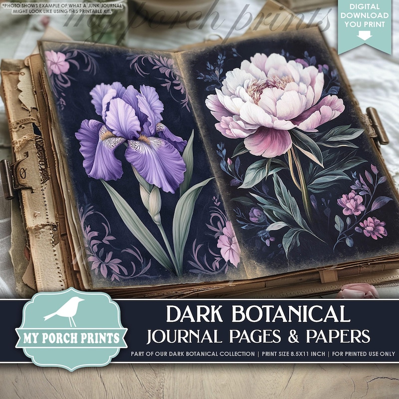 Dark Botanical Notebook - Etsy