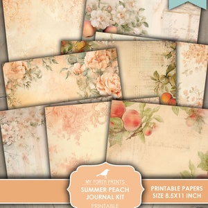 Junk Journal Kit, Summer, Peach, Flowers, Orchard, Fruit, Tags, Peaches ...