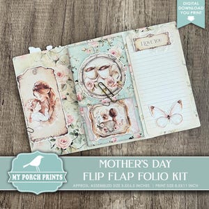 Mother's Day Flip Flap Folio Kit, Junk Journal, Shabby, Folder, Gift ...