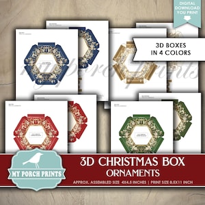 3D Christmas Shadow Box Ornaments, Craft Decoration DIY Gift Idea Red ...