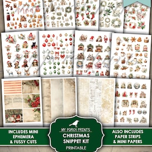 Christmas Snippet Kit, Junk Journal, Snippets, Roll, Fussy Cut, Winter ...
