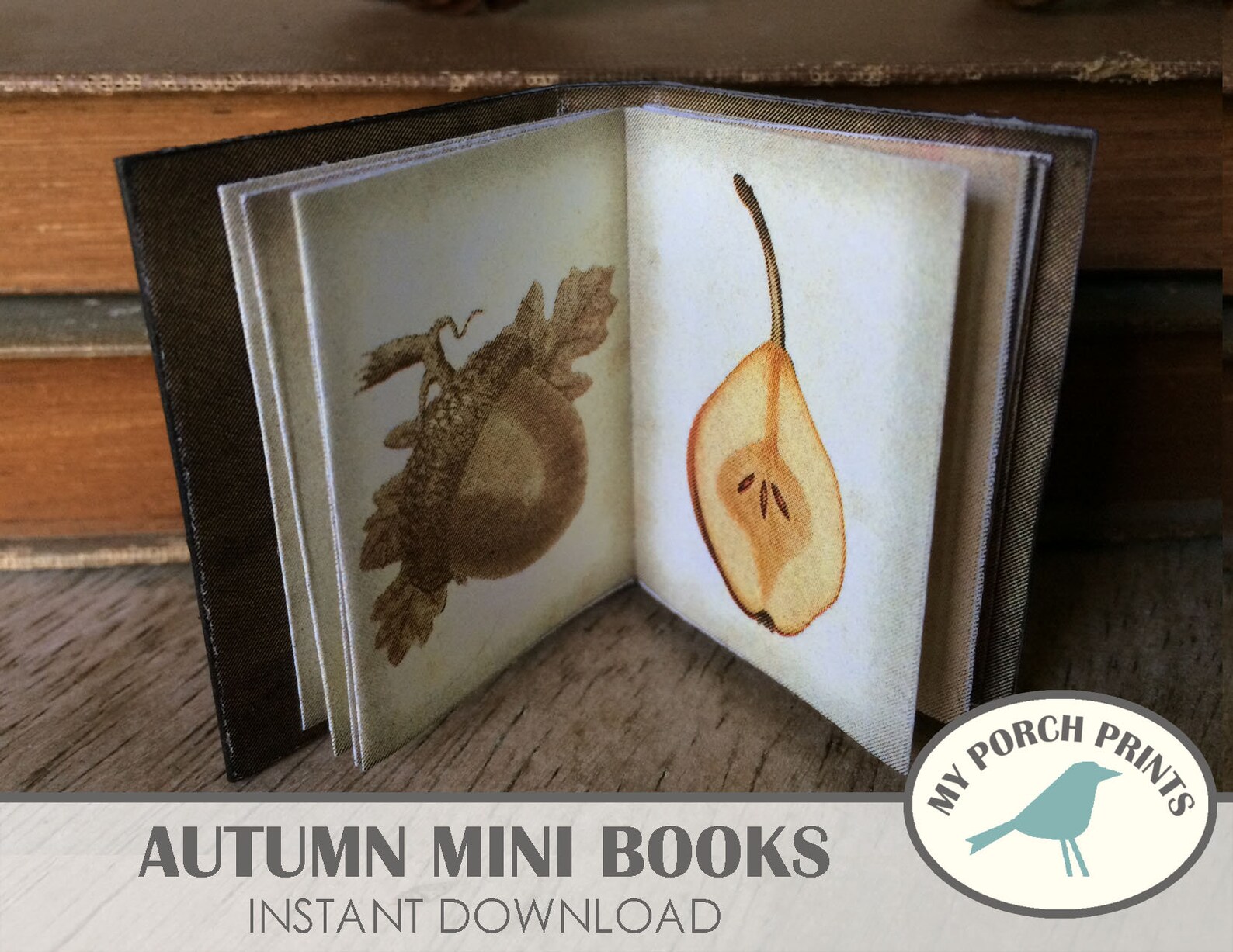 Autumn Mini Books, Fall, Mini Album, Necklace, Scrapbook, Printable ...