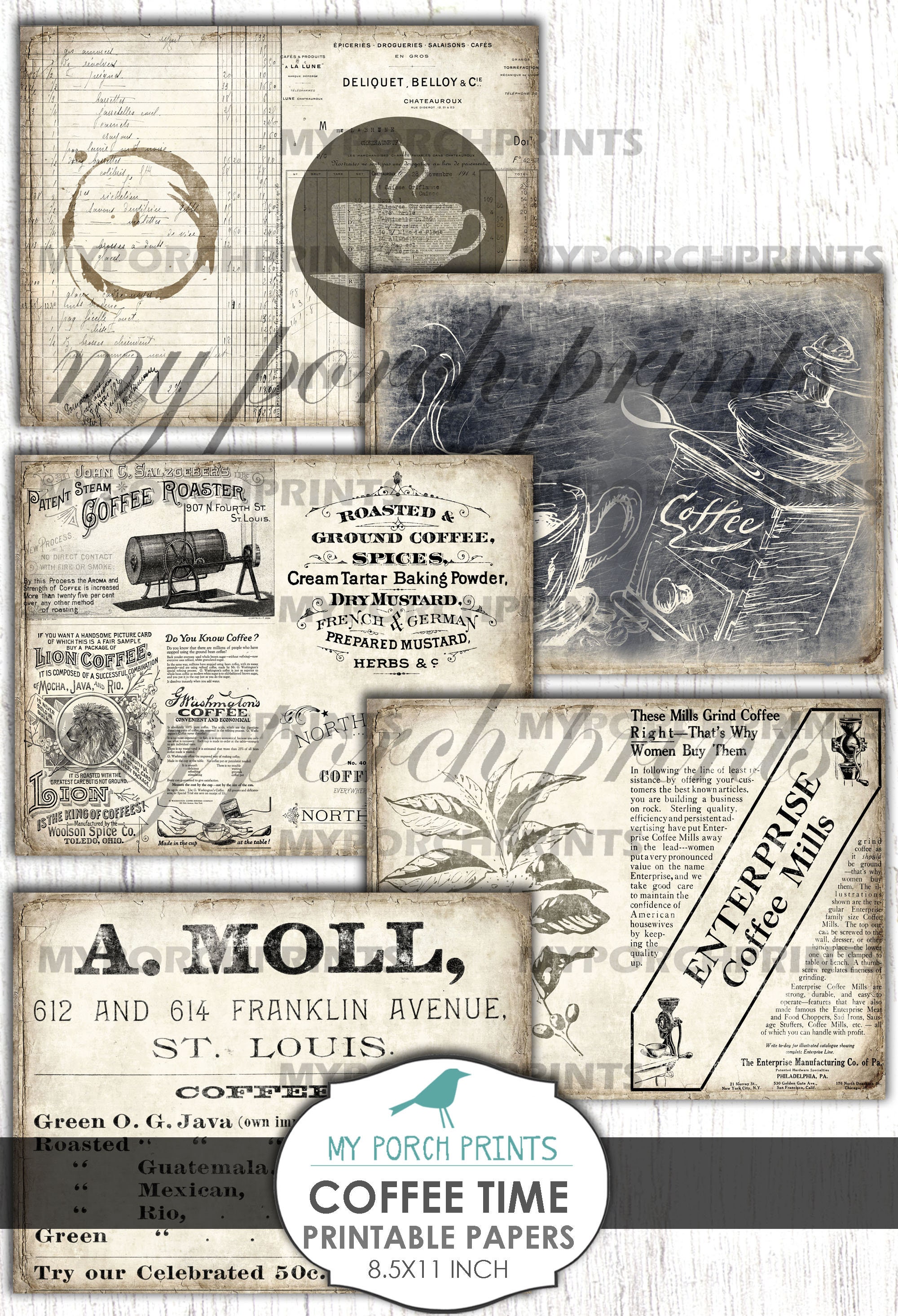 Coffee Time Printable Papers Collage Sheet Journal Page - Etsy