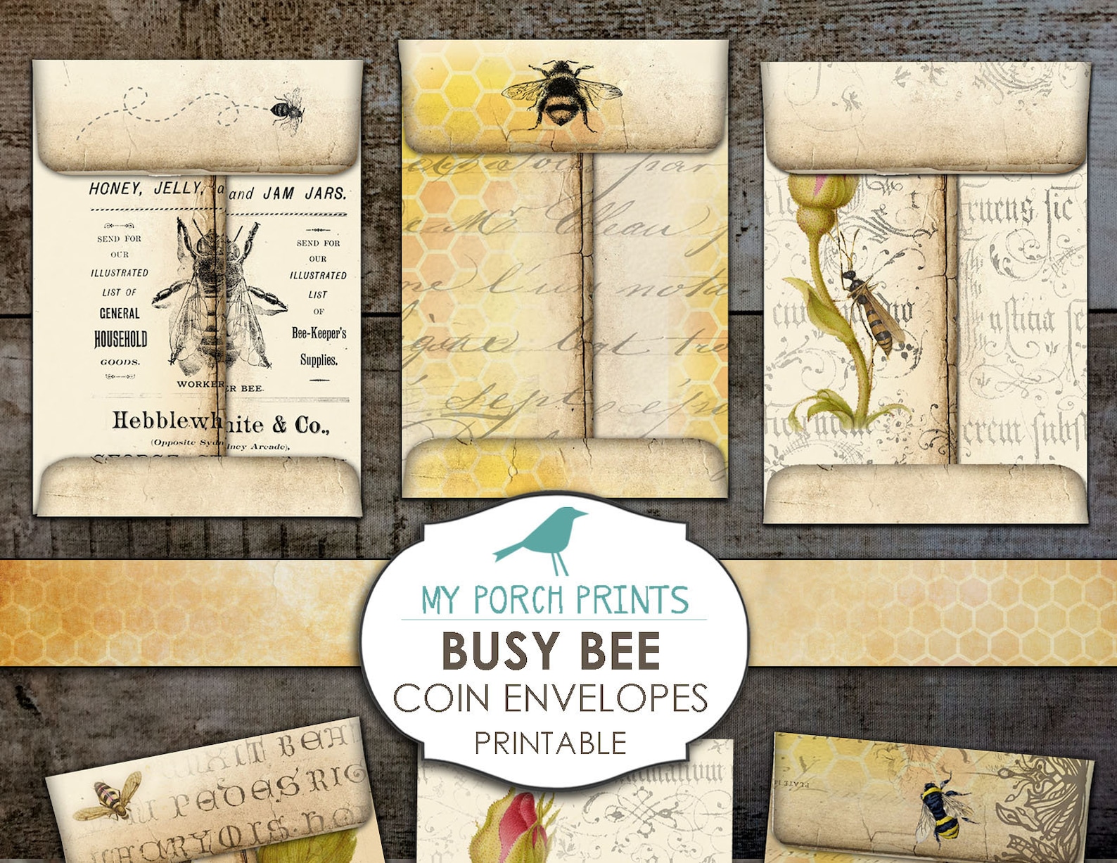 Busy Bee Coin Envelopes, Ephemera, Junk Journal, Printable, Digital ...