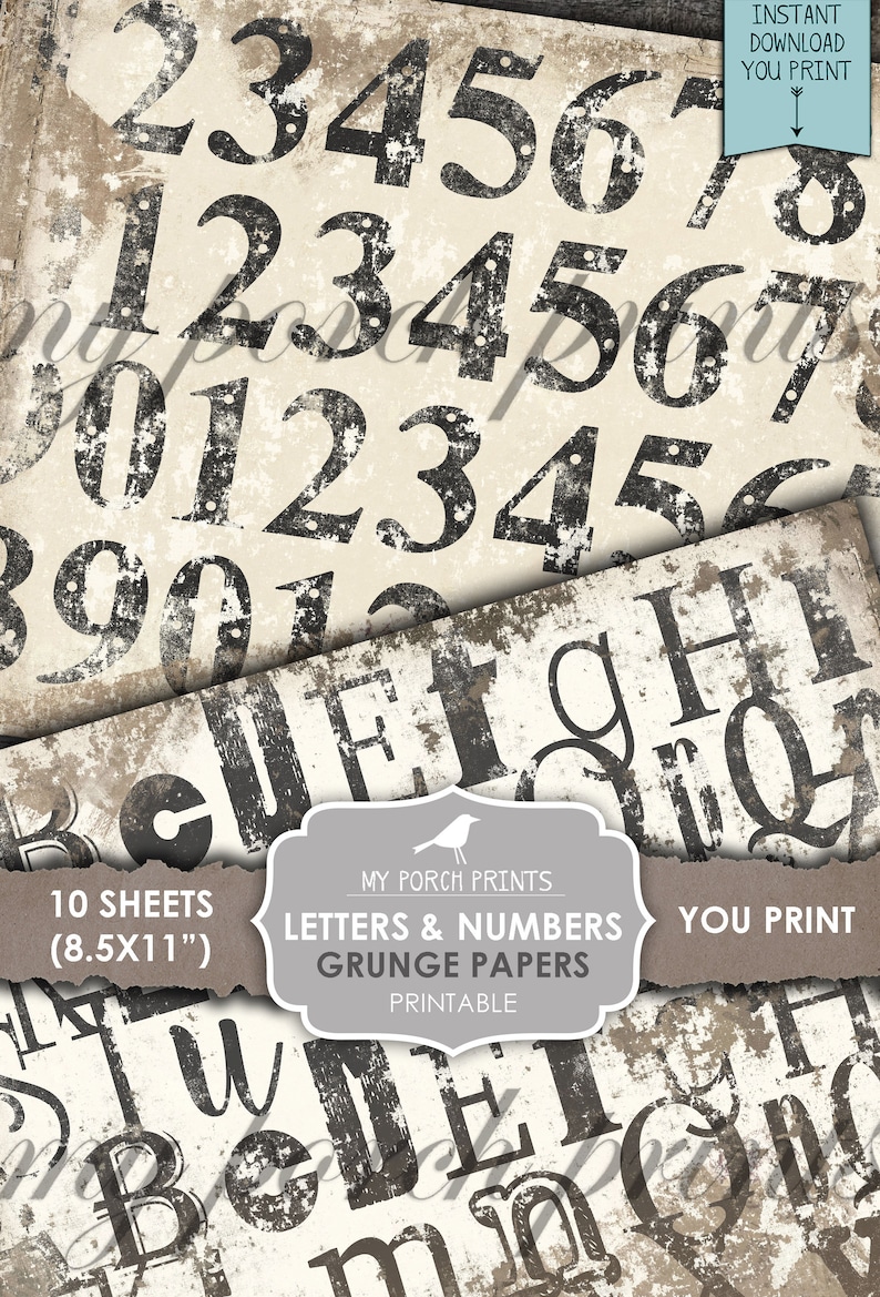 Junk Journal Paper Letters Numbers Industrial Grunge - Etsy