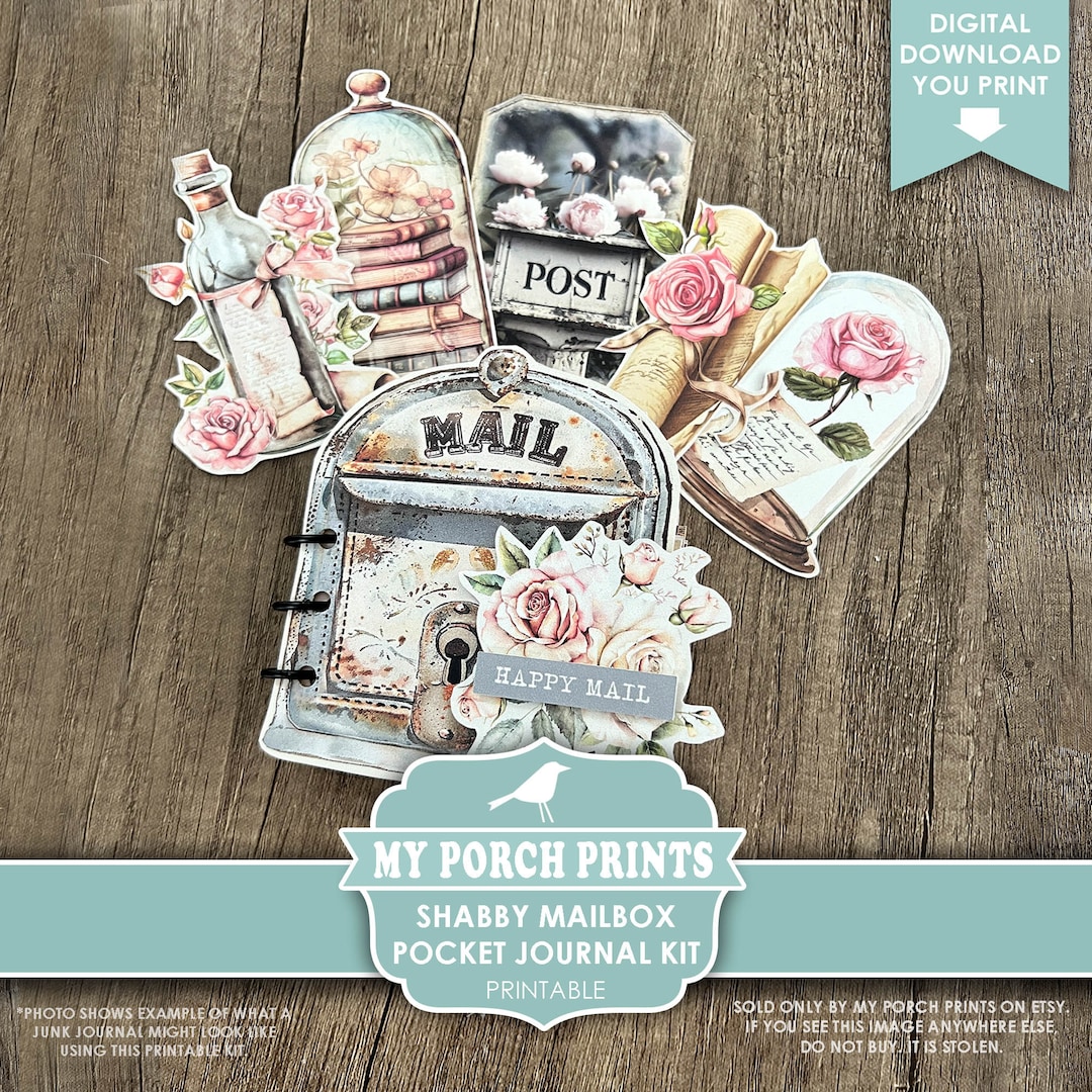 Shabby MAILBOX Pocket Journal Kit, Happy Mail Letter Junk Post Box ...