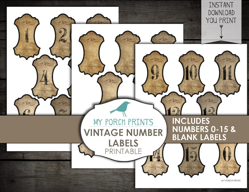Number Labels Vintage Junk Journal Wedding Table Numbers | Etsy Canada