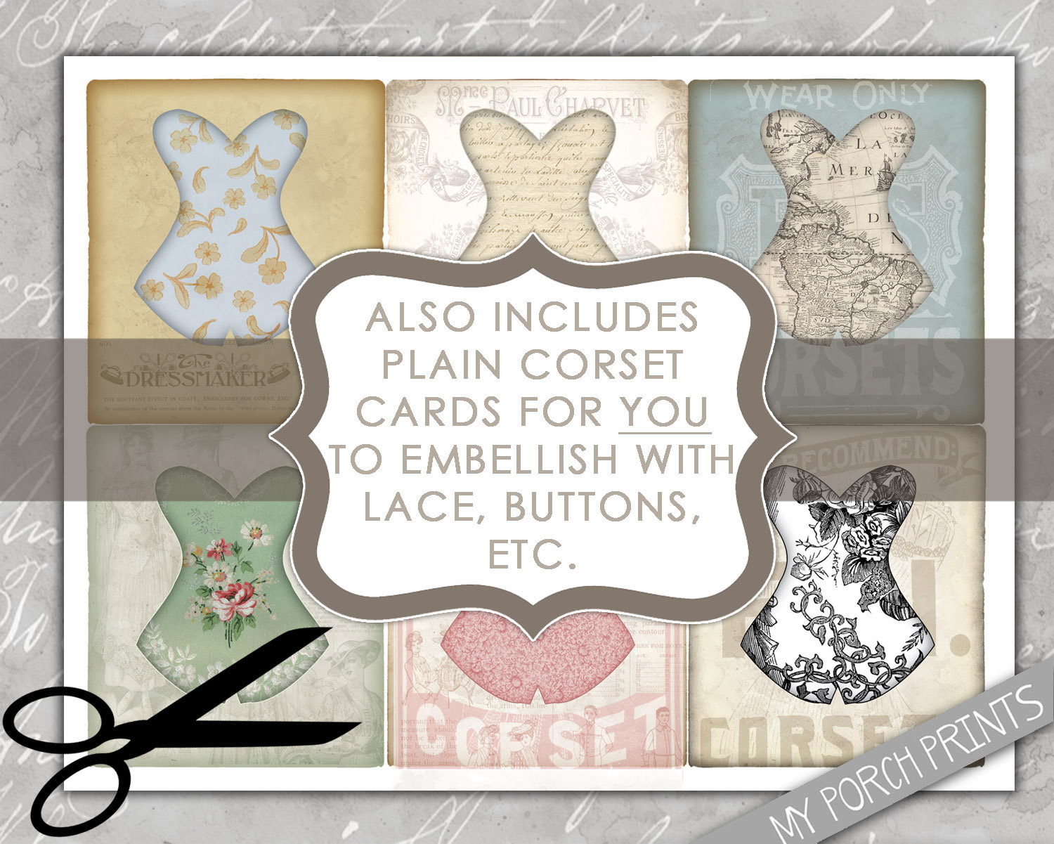 Vintage Corset Cards Junk Journal Ephemera Valentine - Etsy