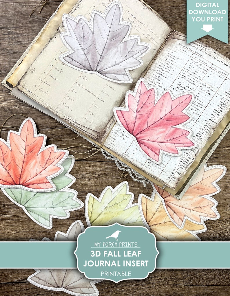 Junk Journal, 3D, Insert, Fall, Leaf, Leaves, Tree, Kit, Autumn, Forest ...