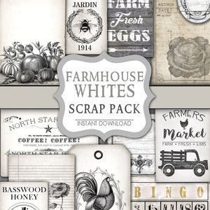 Farmhouse, Junk Journal Kit, Farm, Black & White, Scrap Pack, Ephemera ...