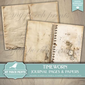 Timeworn Junk Journal PAGES & PAPERS Neutral Vintage Grunge Filler ...