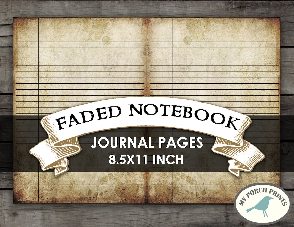Faded Notebook, Junk Journal, Pages, Paper, 8.5x11 Inch, Book, Grunge ...