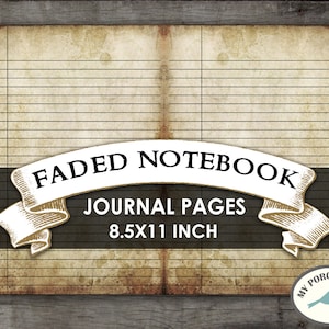 Faded Notebook, Junk Journal, Pages, Paper, 8.5x11 Inch, Book, Grunge ...