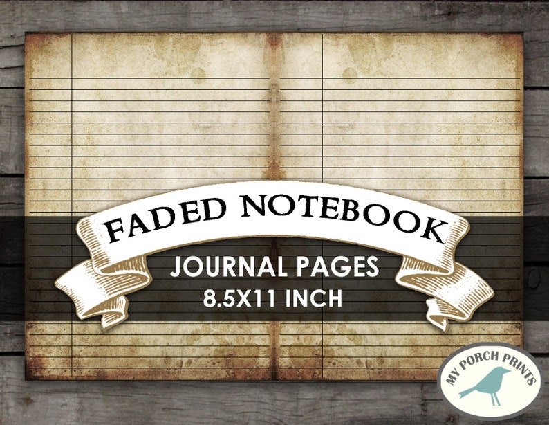 Faded Notebook, Junk Journal, Pages, Paper, 8.5x11 Inch, Book, Grunge ...