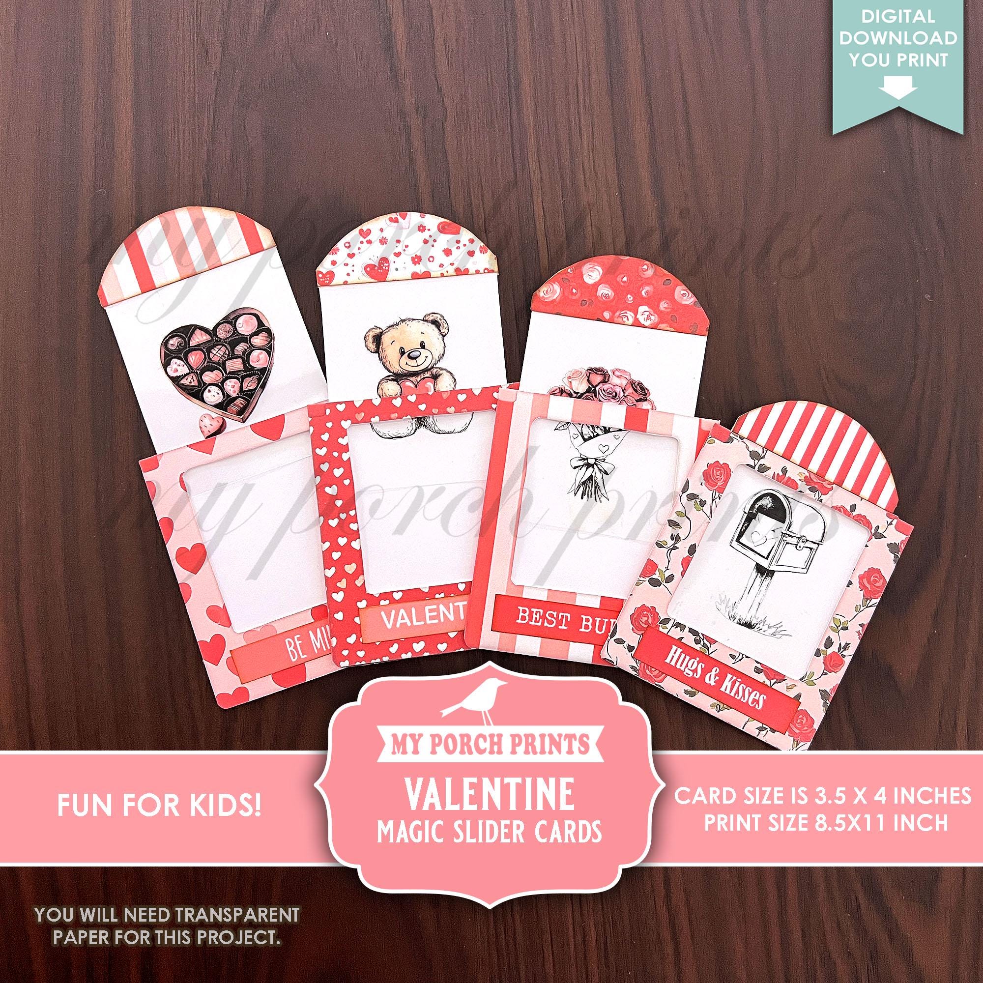 Valentine Magic Slider Cards, Junk Journal Kit Kids Gift Color Changing ...