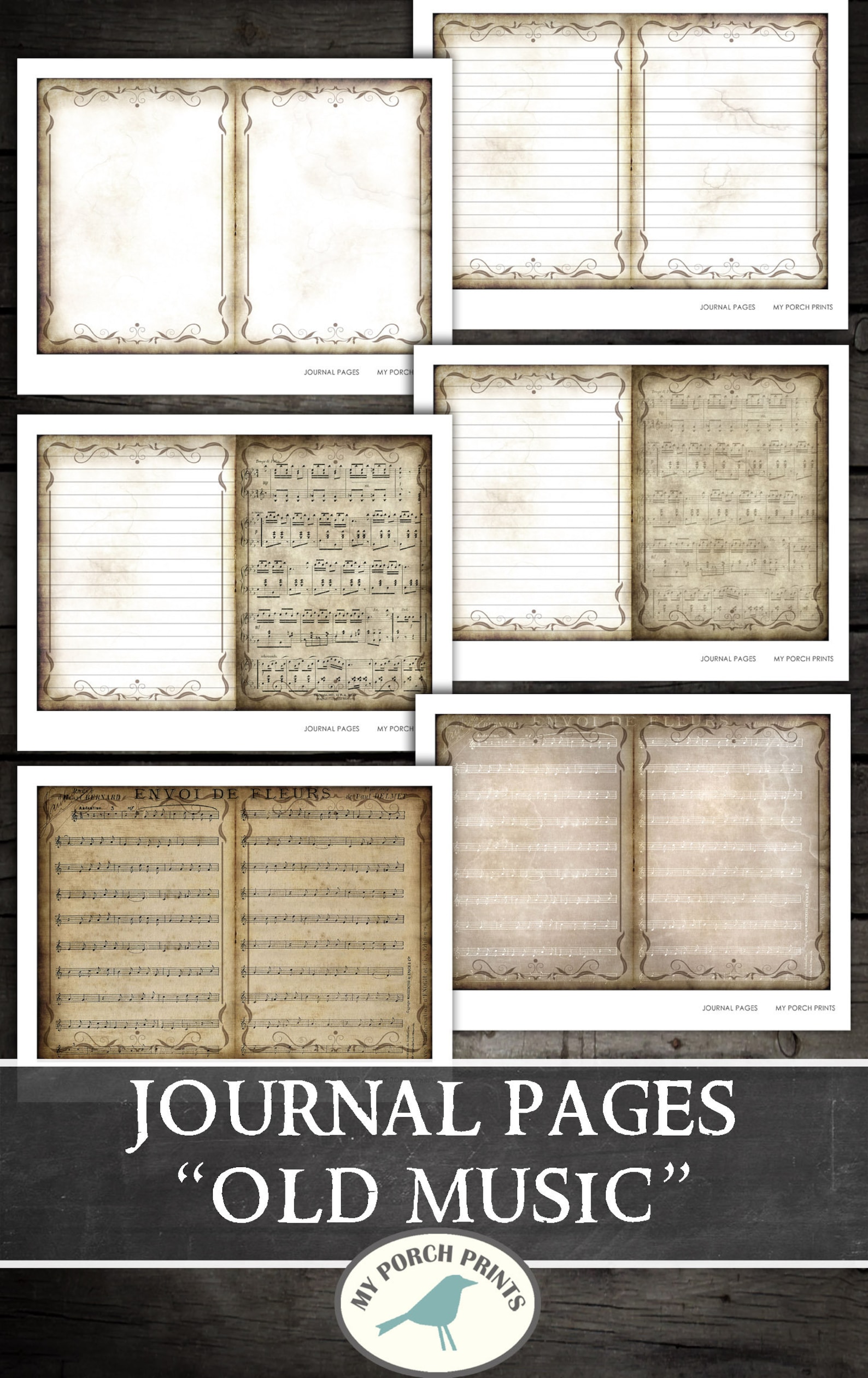 Printable Music Journal Pages, Old Music Vintage 5x7 Junk Journal Kit ...
