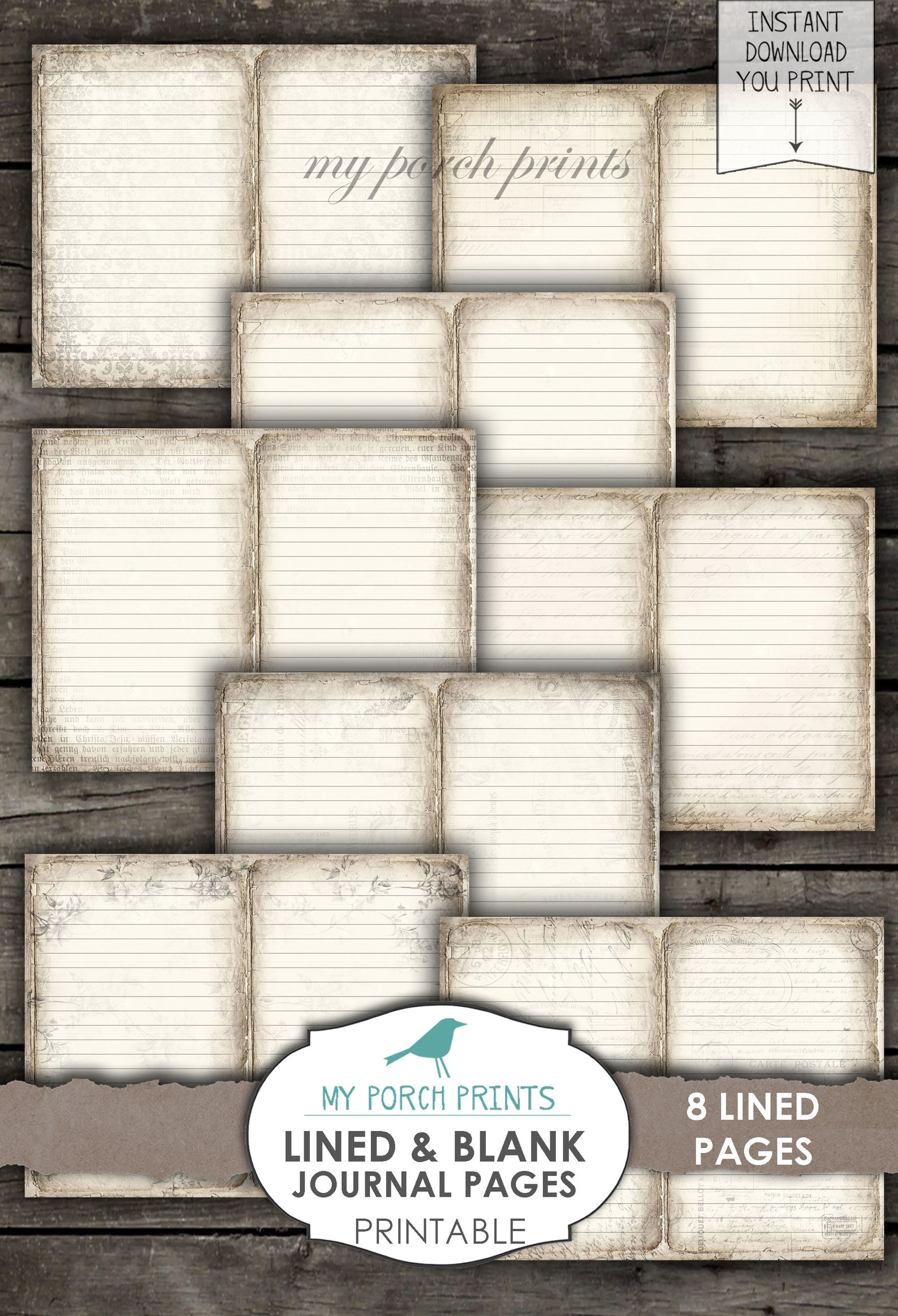 Lined & Blank Journal Pages Junk Journal Kit Neutral - Etsy