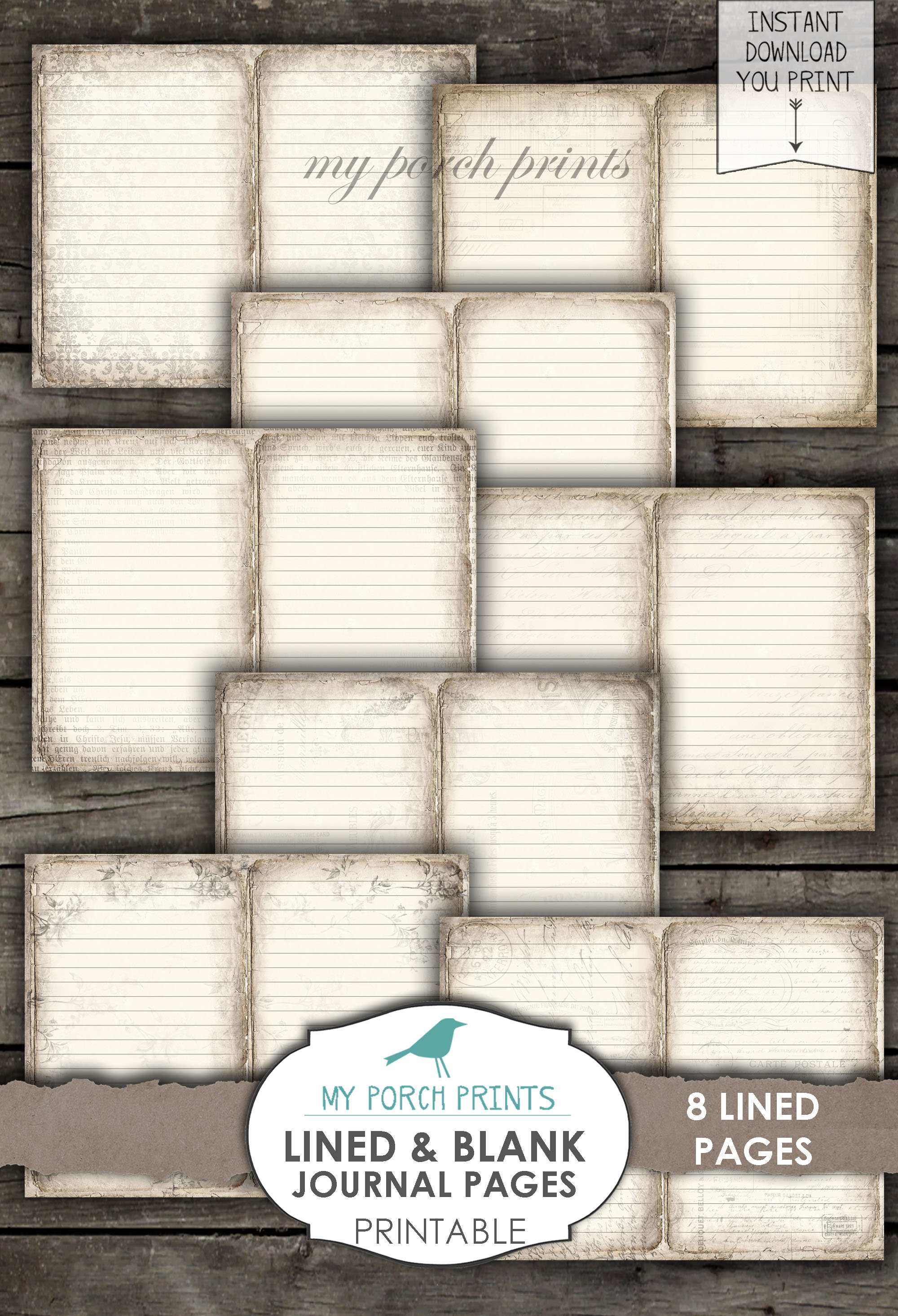 Lined & Blank Journal Pages Junk Journal Kit Neutral - Etsy