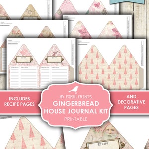 Christmas, Gingerbread House, Kids Craft, Junk Journal, Card, Pink ...