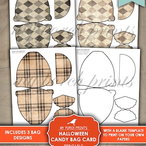 Halloween Candy Bag Card, Template, Kit, Junk Journal, Craft, Halloween ...