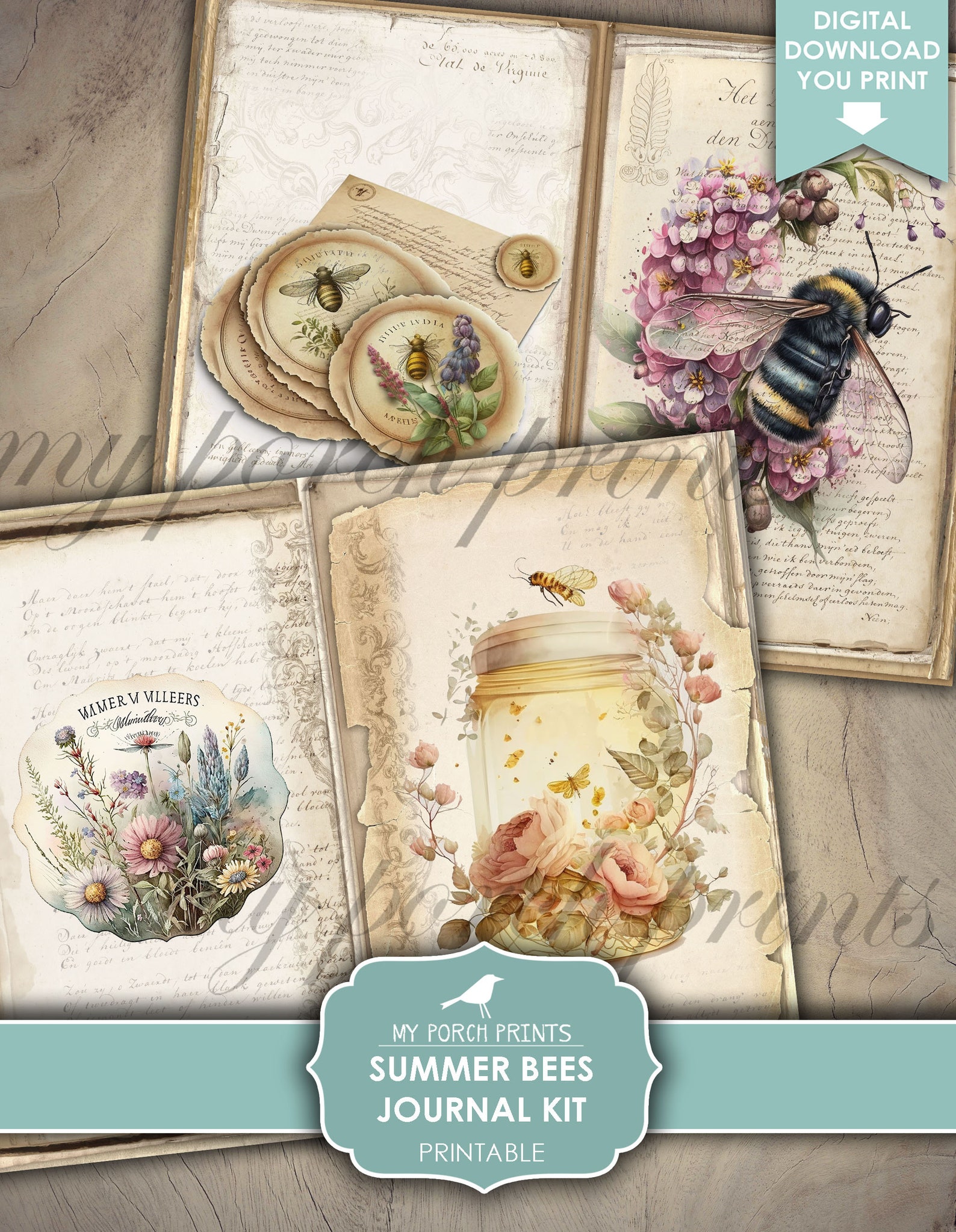Junk Journal, Summer, Bees, Journal, Kit, Bee, Beekeeper, Honey, Apiary ...