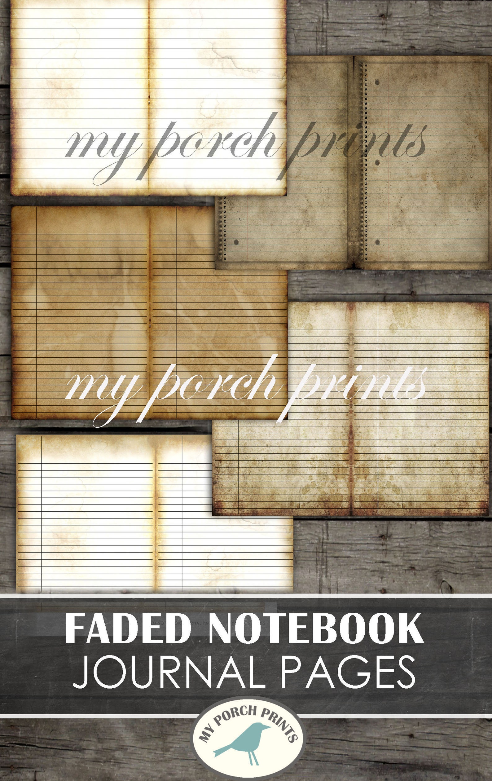 Faded Notebook, Junk Journal, Pages, Paper, 8.5x11 Inch, Book, Grunge ...