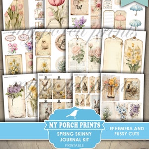 Spring Skinny Junk Journal Kit, Tall, Vintage, Pastel, Floral, Easter ...