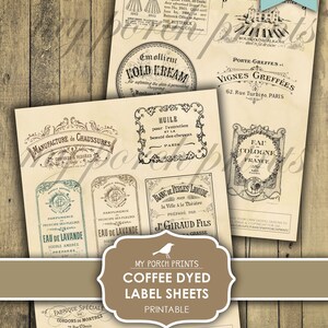 Junk Journal, Kit, Coffee Dyed, Label, Collage, Sheets, Papers, Vintage ...