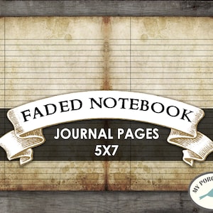 Faded Notebook, Journal Page, Book, Vintage, 5x7, Junk Journal, Grunge ...