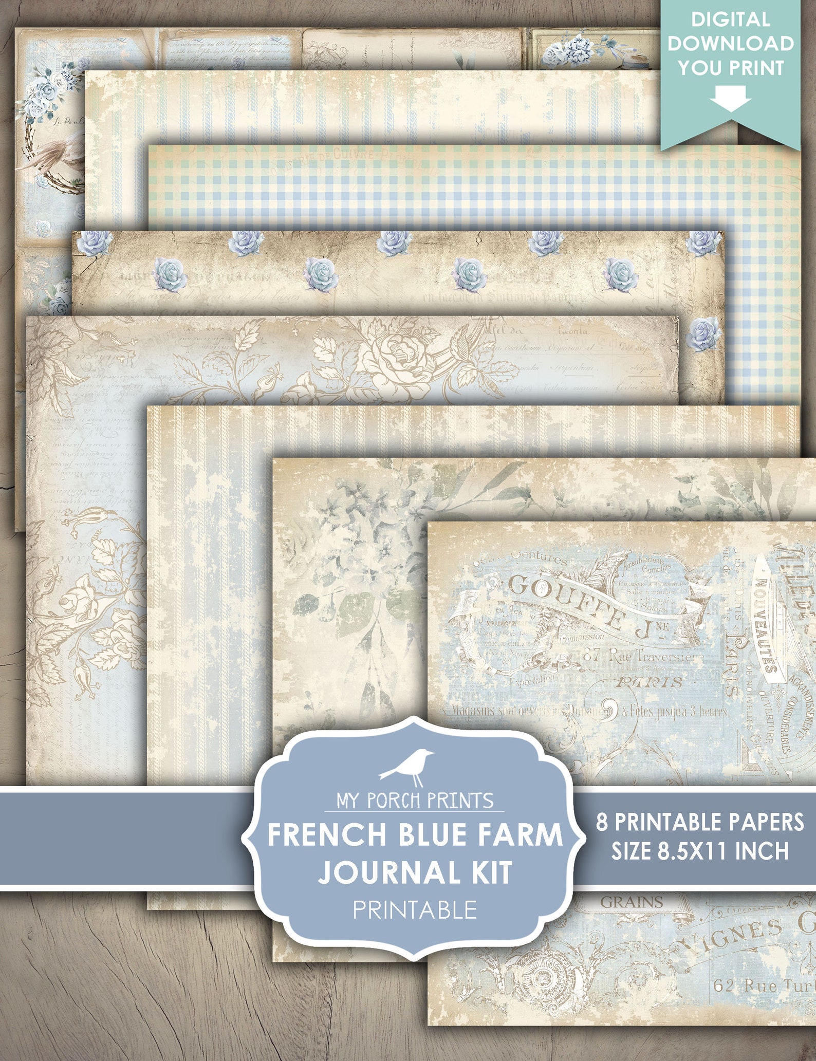 Junk Journal Kit Farm Blue French Country Fields - Etsy