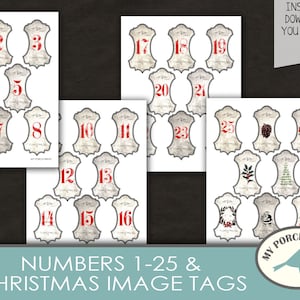 Christmas Tags, Christmas Countdown, December Daily Numbers, Advent ...