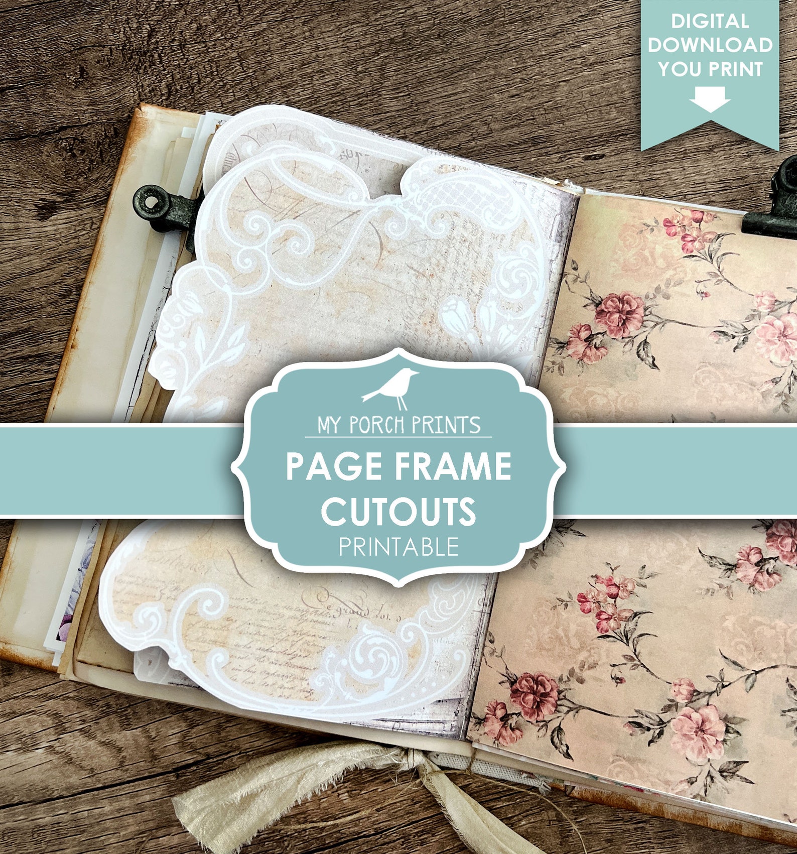 Junk Journal, Page Frame Cutouts, Insert, Decorative Design, Paper ...