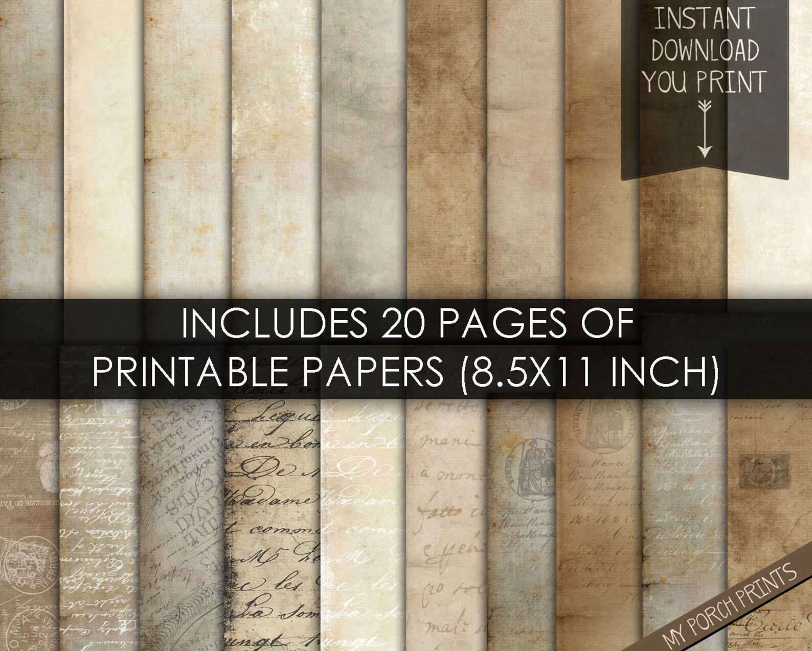 Coffee & Script Junk Journal Kit Handwriting Scrap Pack - Etsy