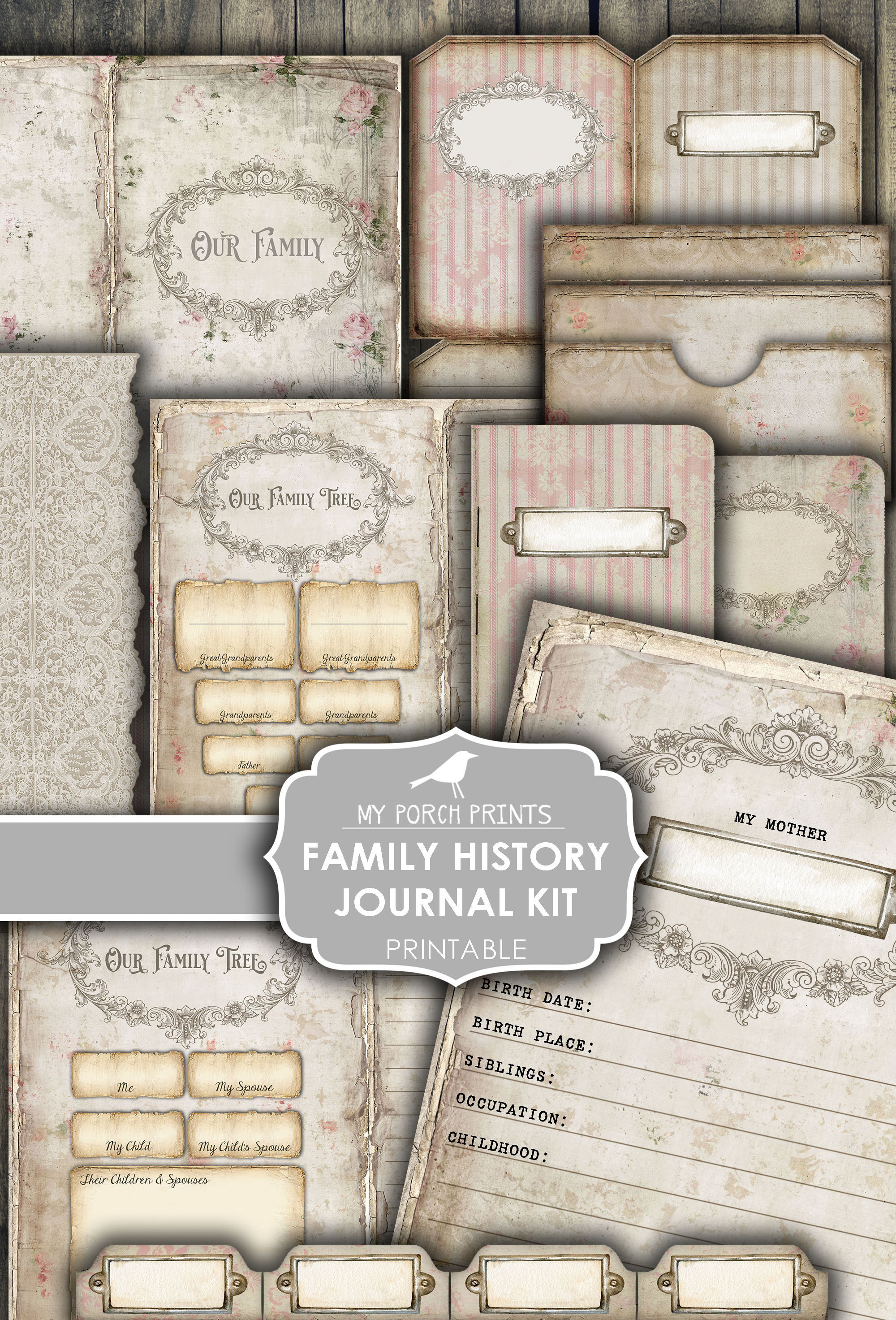 Family History, Junk Journal, Family Tree, Kit, Book, Genealogy, Story ...