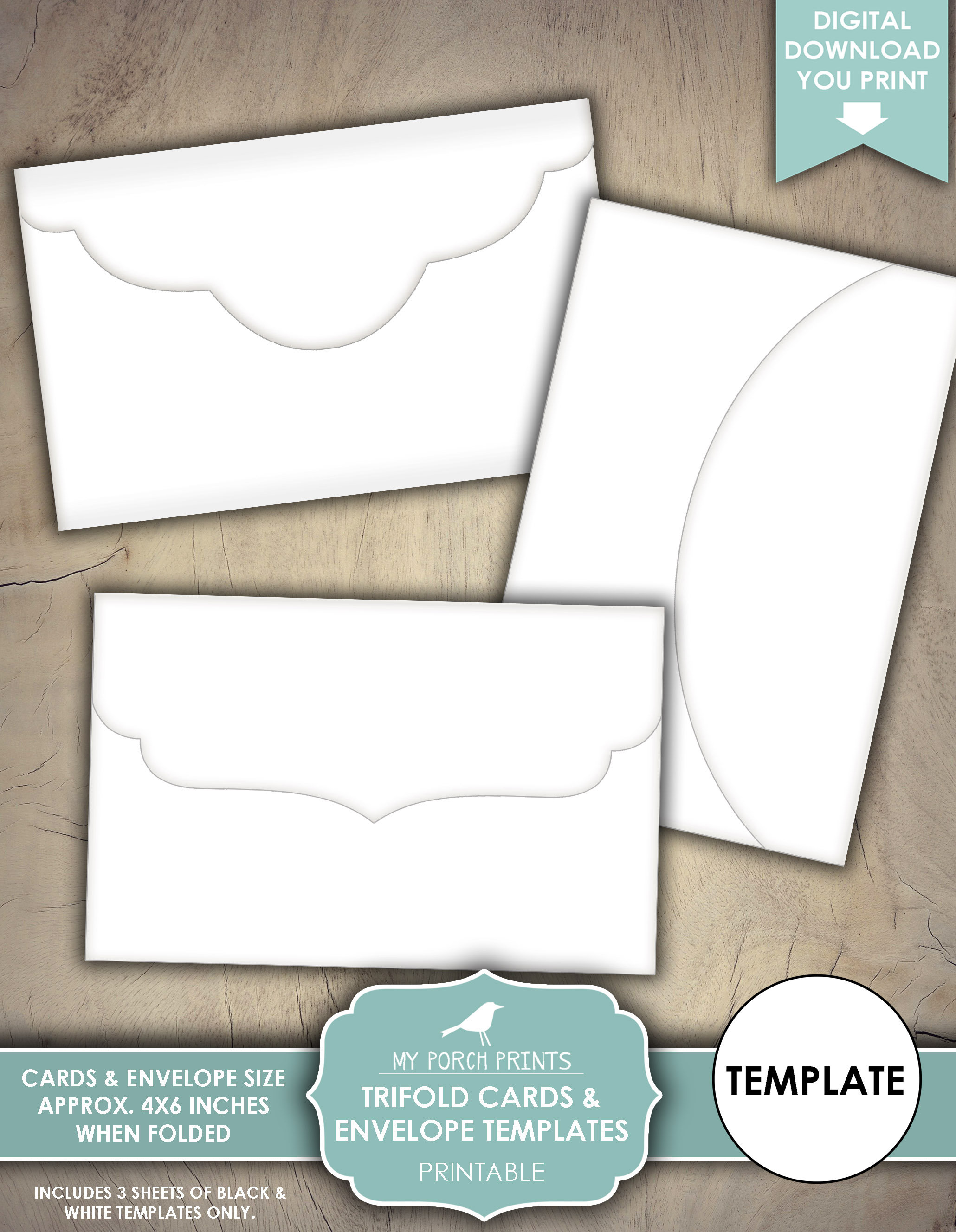 Junk Journal, Tri-fold, Cards and Envelopes, Templates, Ink Saver ...