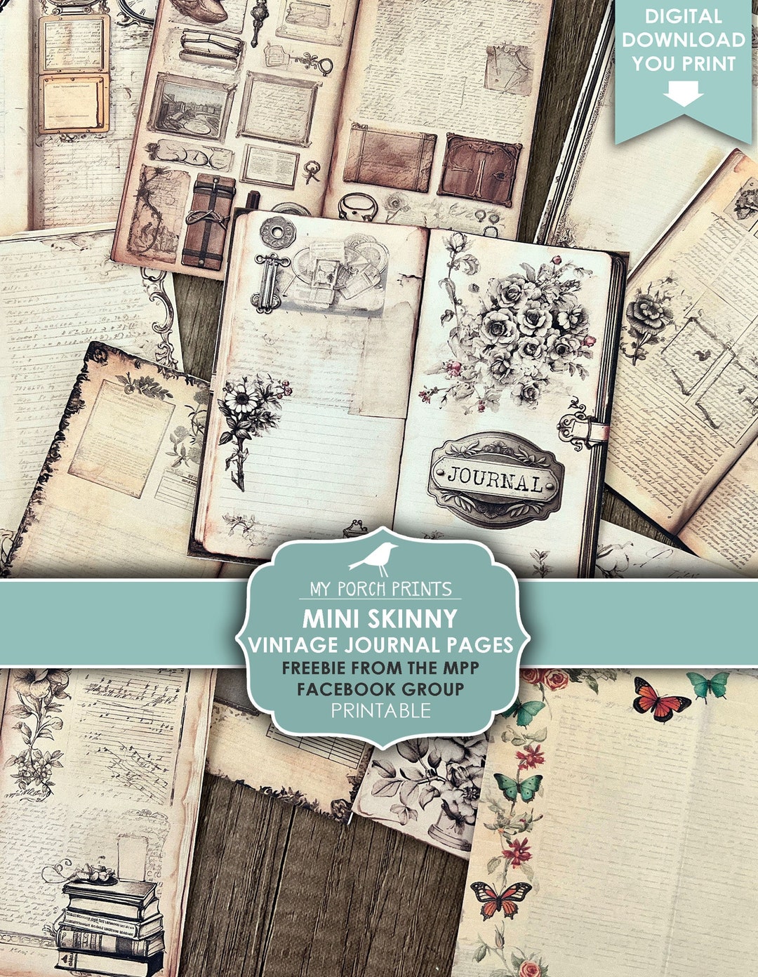 Junk Journal, Mini, Skinny, Journal, Pages, Freebie, Vintage, Facebook ...