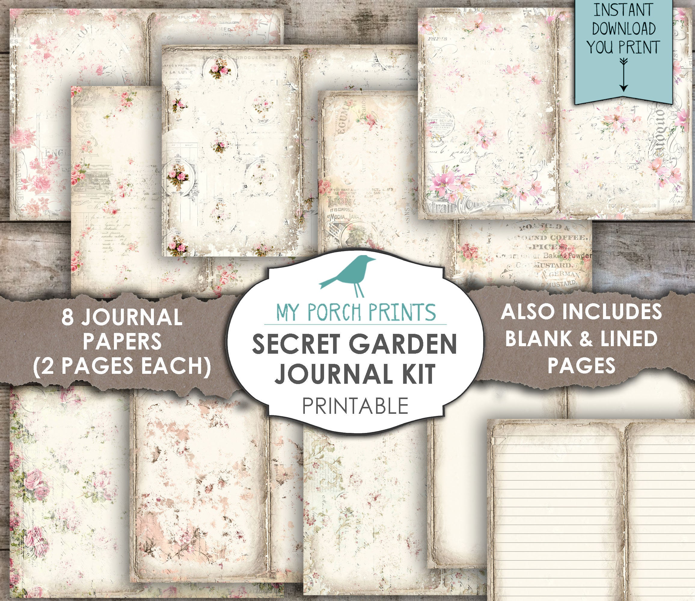Secret Garden Junk Journal Kit Printable Paper Shabby Chic | Etsy Canada