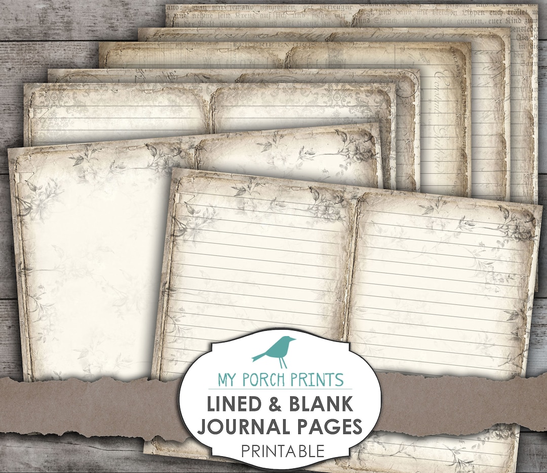 Lined & Blank, Journal Pages, Junk Journal, Kit, Neutral, Printable ...