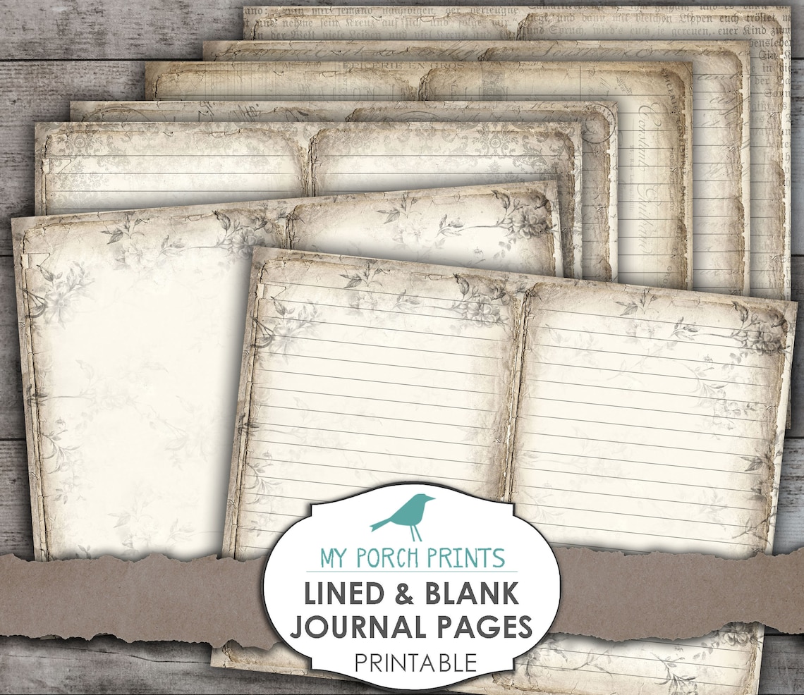 Lined & Blank Journal Pages Junk Journal Kit Neutral - Etsy