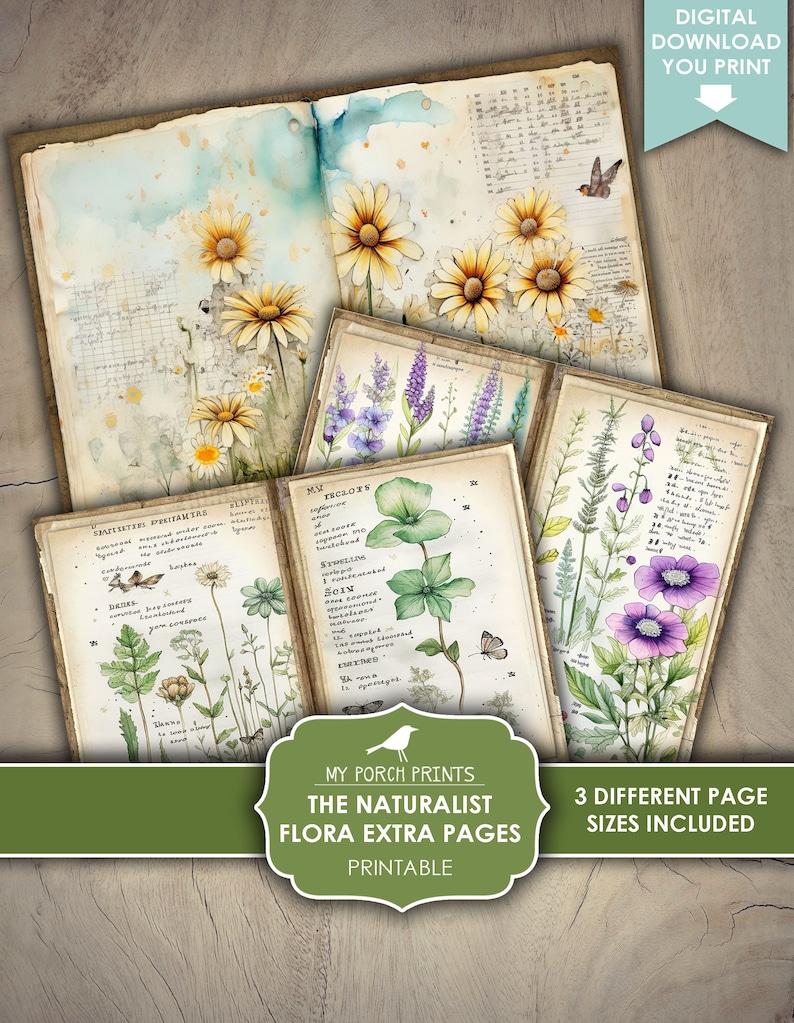 Junk Journal, Naturalist, Flora, EXTRA PAGES, Papers, Nature, Flowers ...